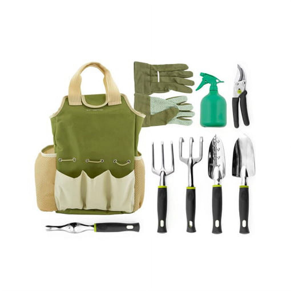 Garden Hand Tools Set, 9 Piece - Shovel, Rake, Pruner, Transplanter ...