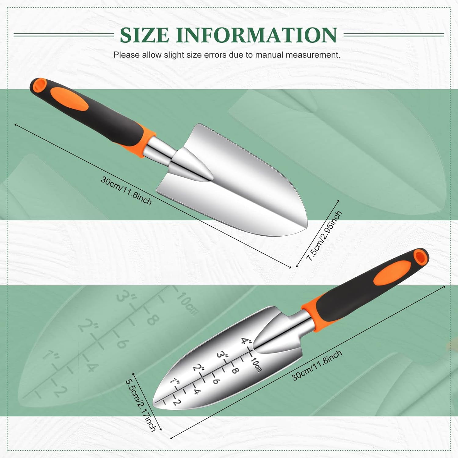 Garden Hand Trowel & Transplant Trowel Set with Measurement Marks ...