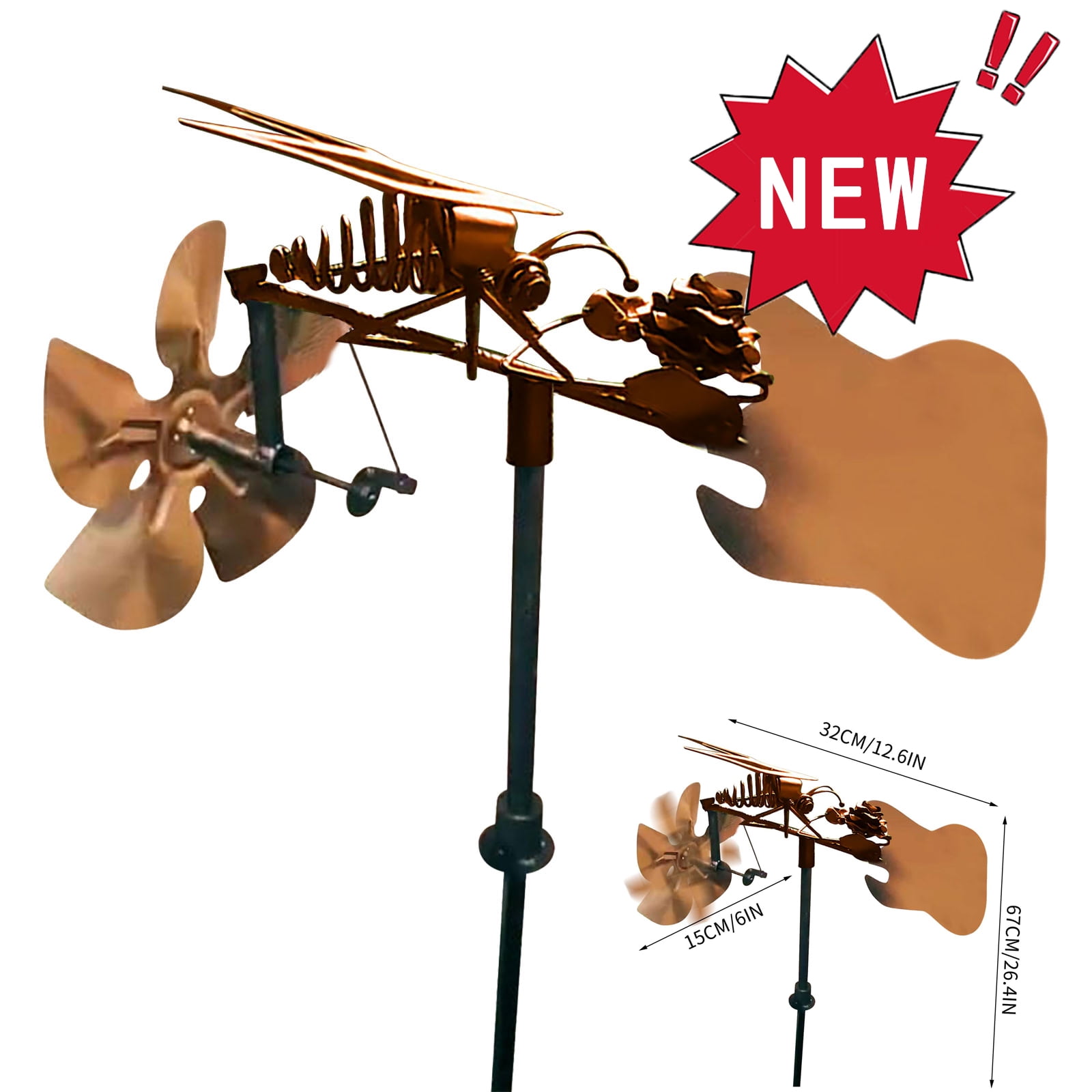 Garden Handmade Metal Rock Band Drummer Guitar Windmill, Kinetic Art ...