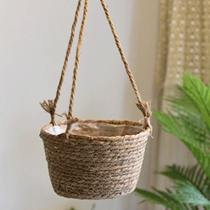 Garden Hanging Flower Pot, Wheat Rack, Plant Storage Basket, Woven ...