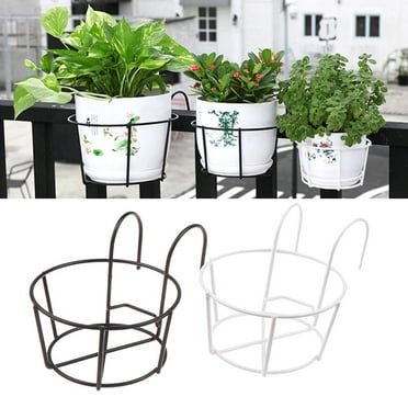 Ludlz Hanging Railing Planters, Round Flower Pot Holders,Metal Pot ...