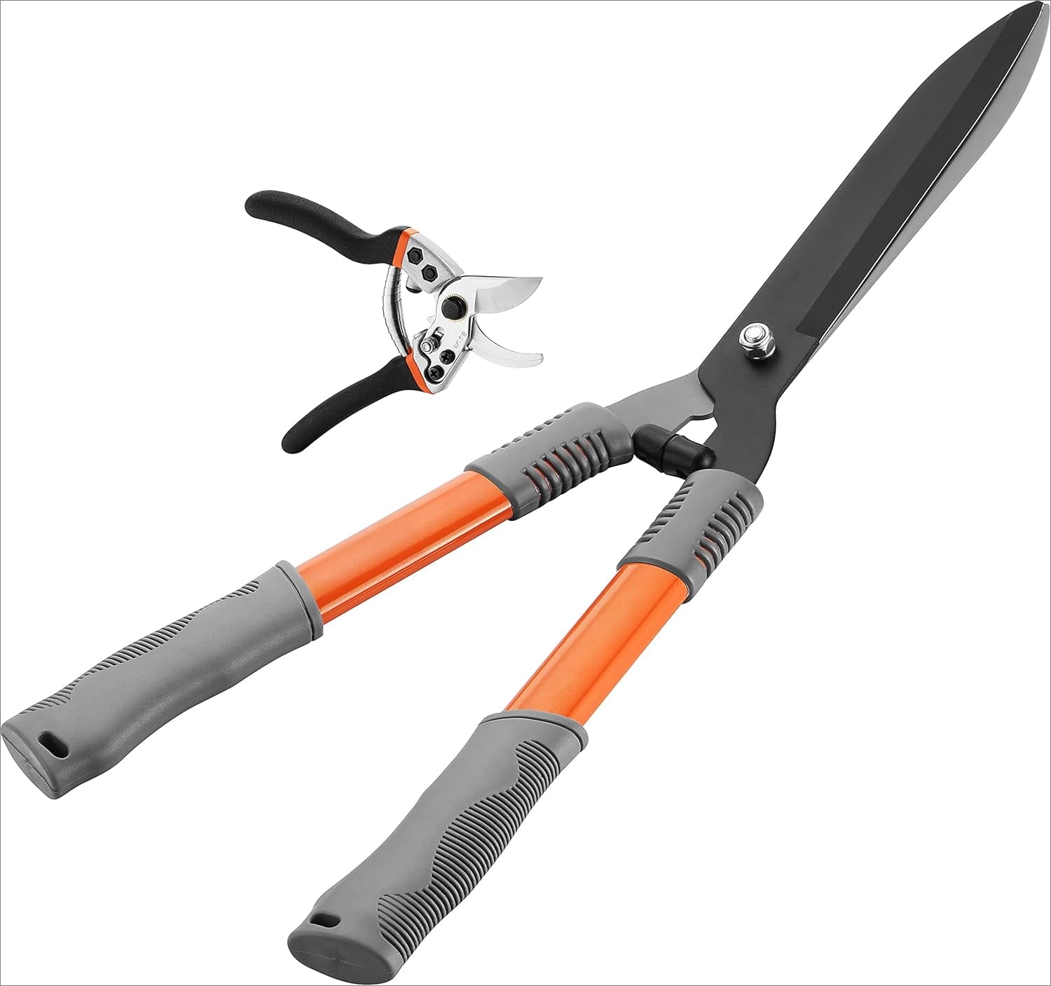 Garden Hedge Shears. Hedge Clippers & Shears SET with Super Pruning ...
