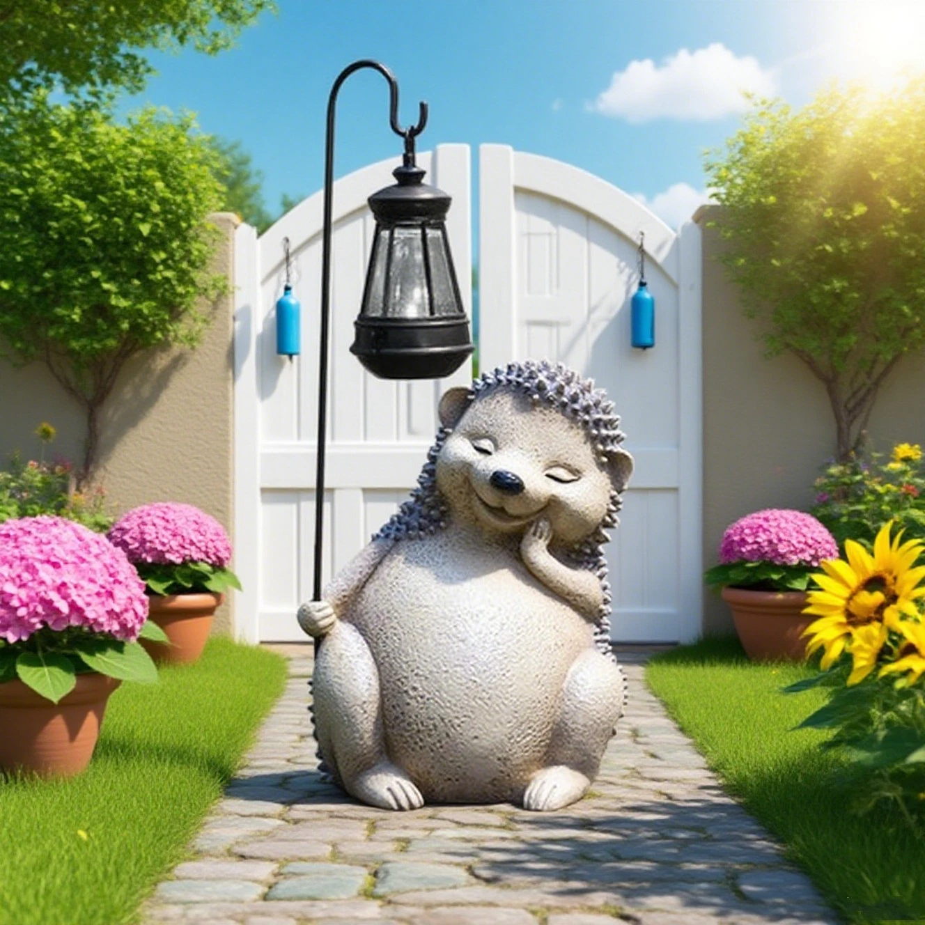 Garden Hedgehog Statue Solar Light Animal Statue Funny Hedgehog Lantern ...