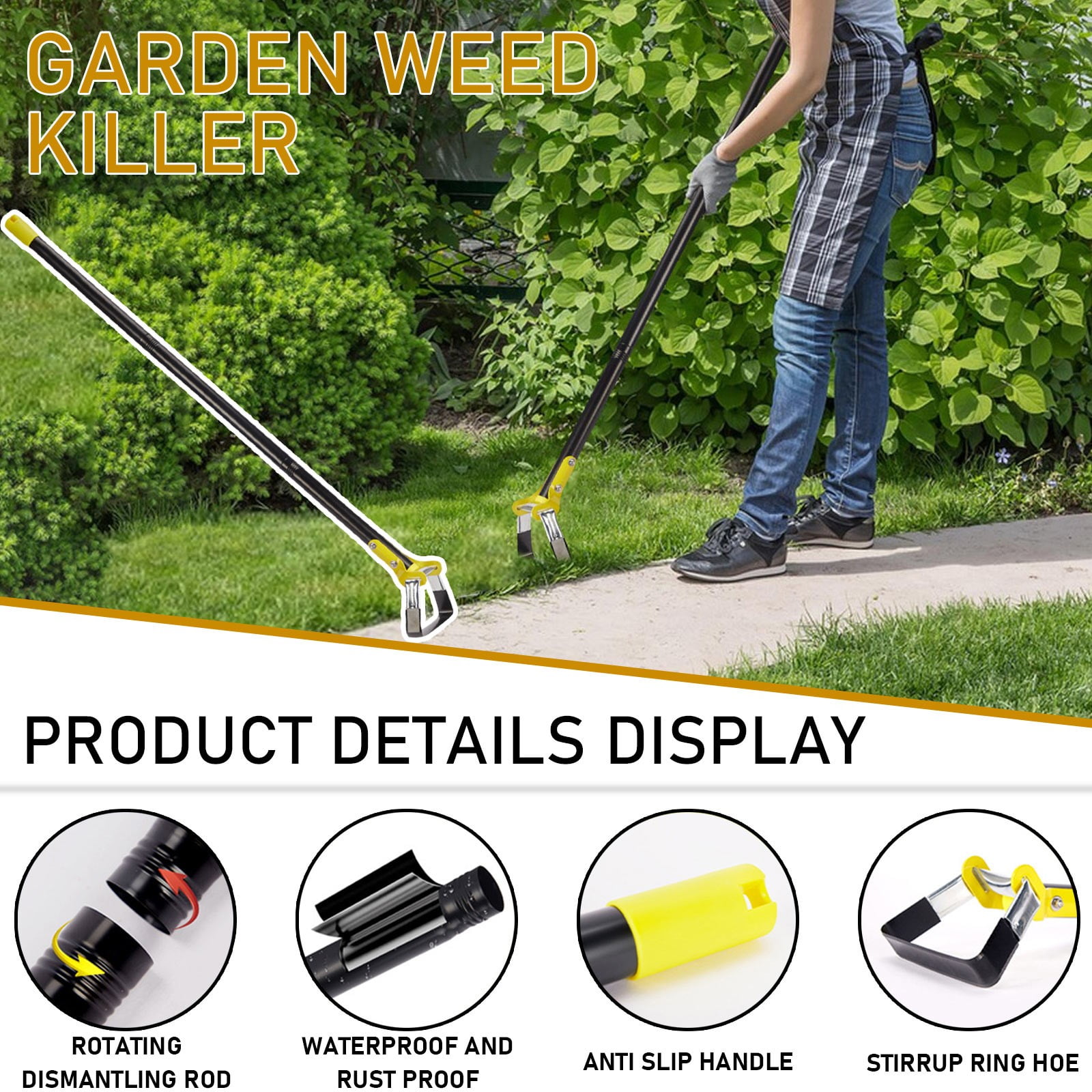 Garden Hoe - Adjustable Scuffle Hoe for Weeding Gardening Loosening ...