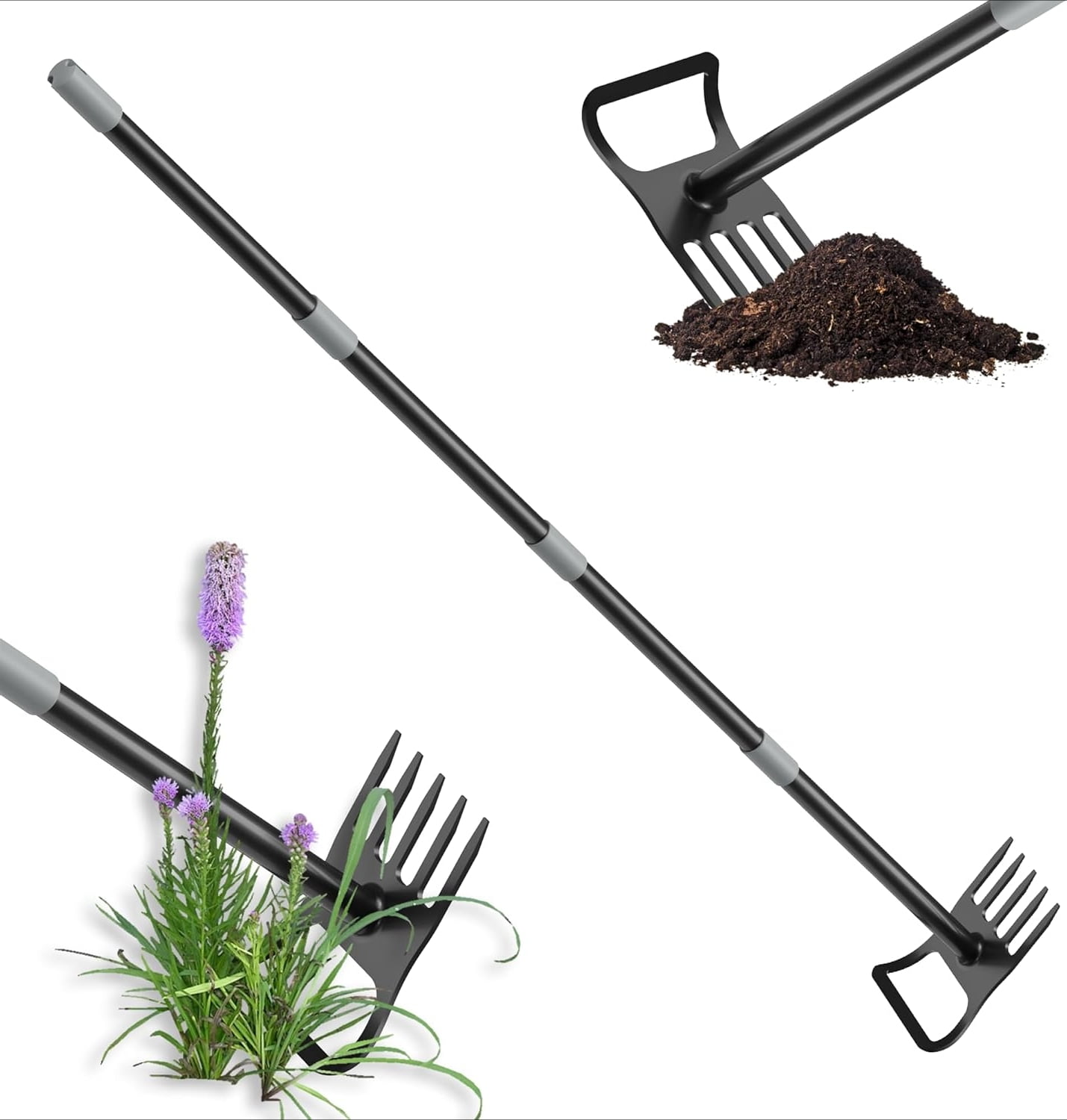 Garden Hoe - Stirrup Hoe and Rake Garden Hoe, Heavy Duty Garden Hoe for ...