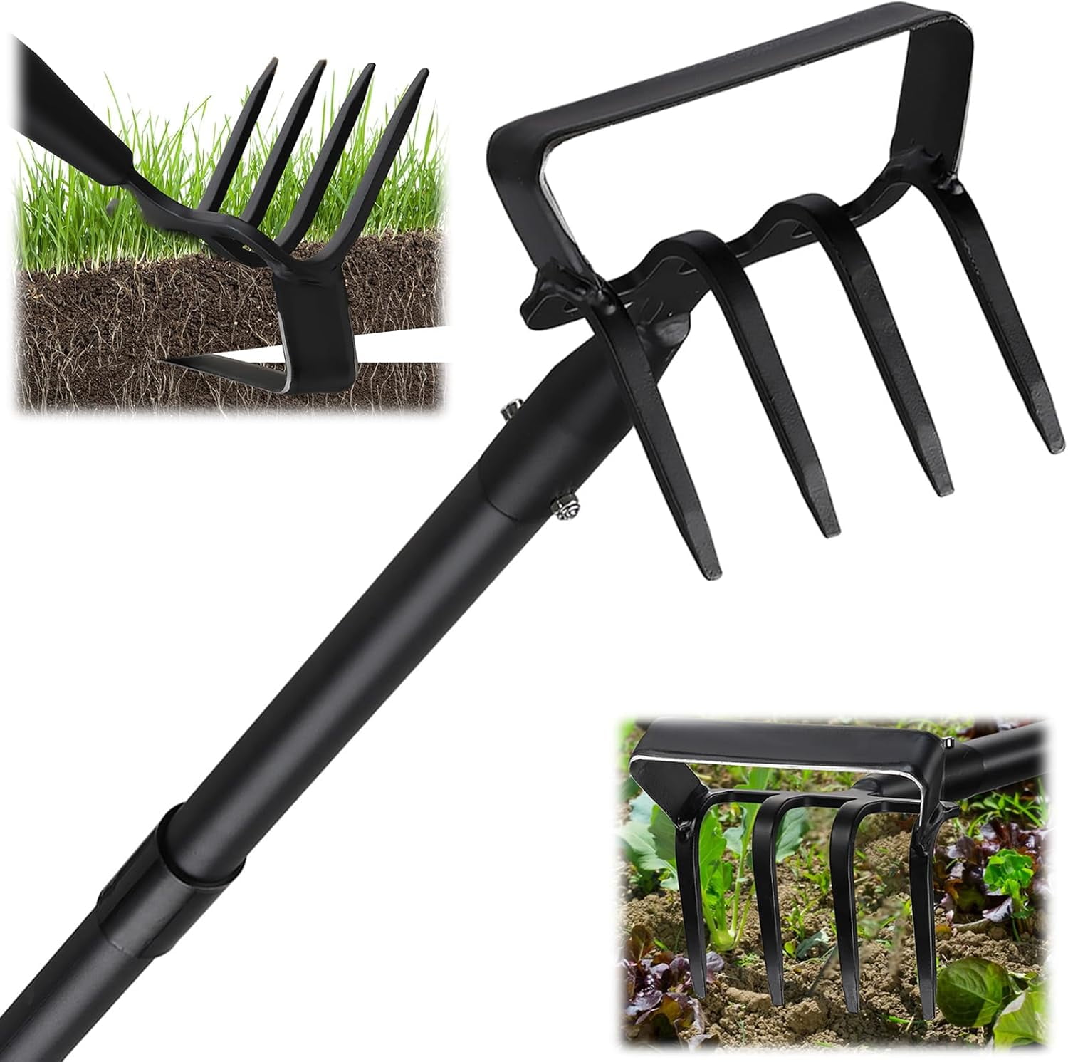 Garden Hoe Weeding Tool, Heavy Duty 73" Long Handle Stirrup Hoe ...