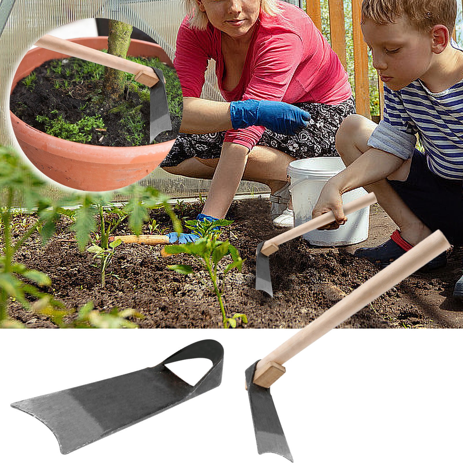 Garden Hoe for Weeding,Heavy Duty Hand Tiller,Garden Hoe,Cultivator,Non ...