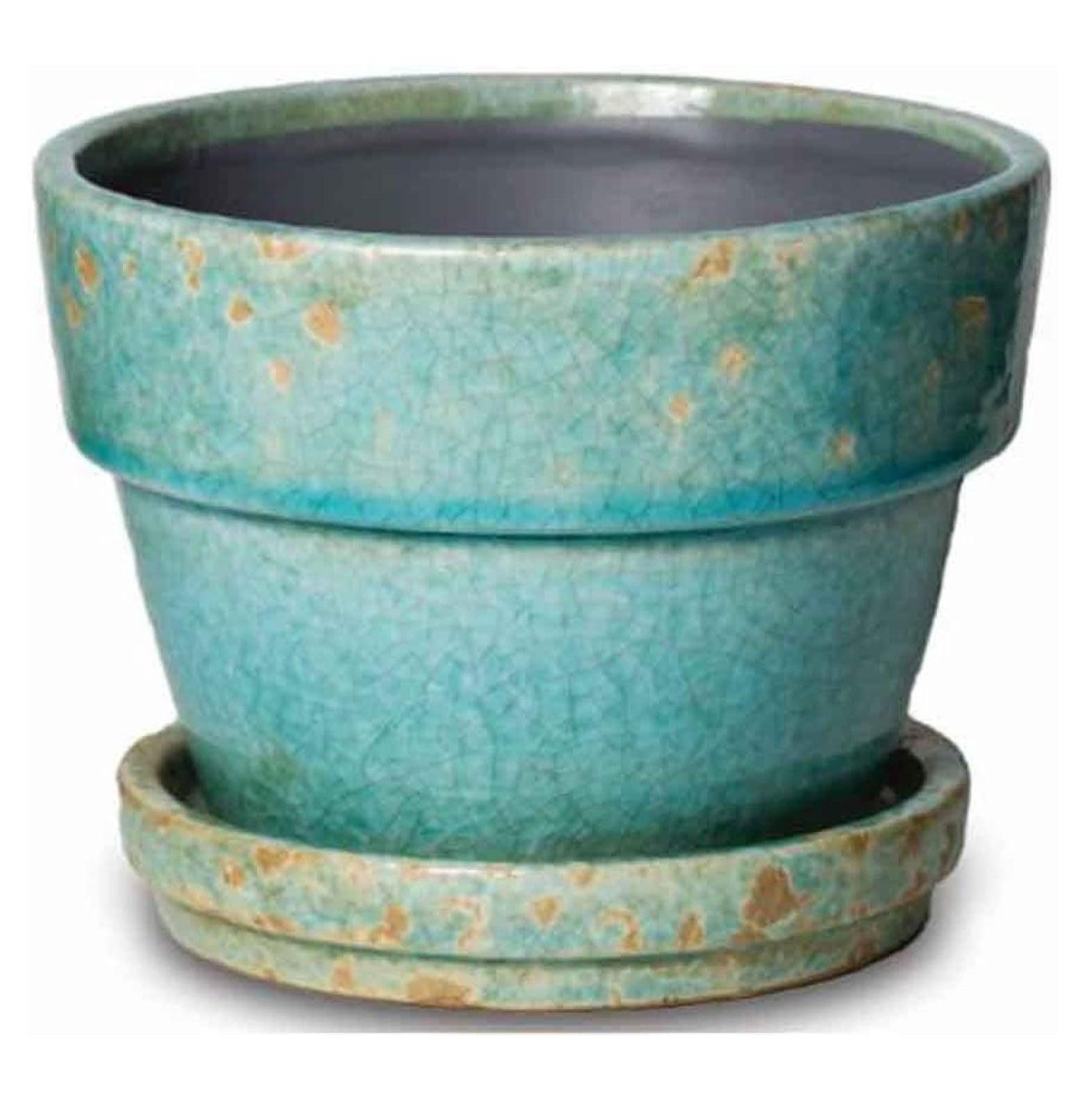 Garden & Home Blue 7 Inch Indoor Ceramic Plant Pot with an Attached ...