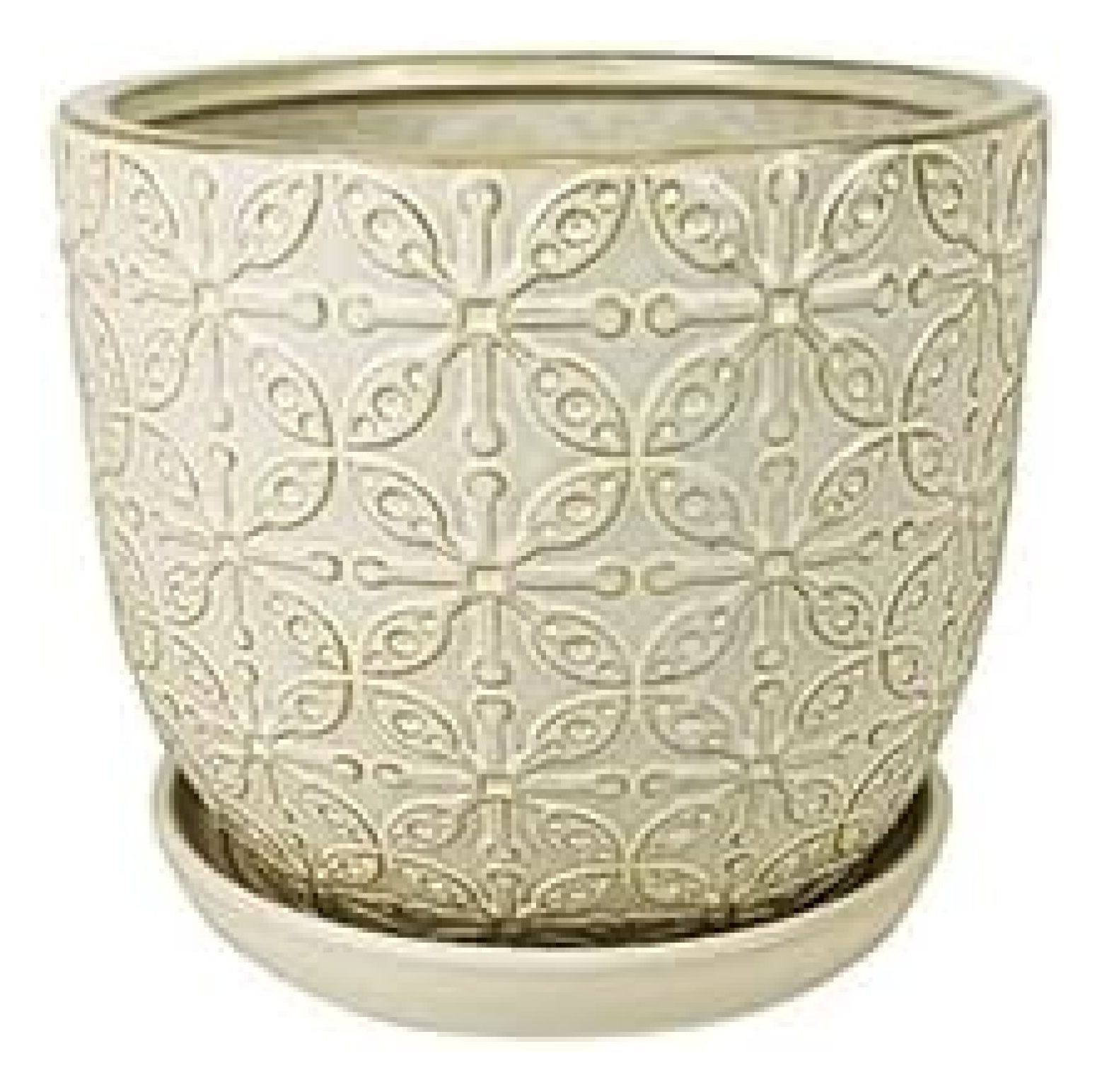 Garden & Home White 10 Inch Indoor Ceramic Plant Pot with an Attached ...
