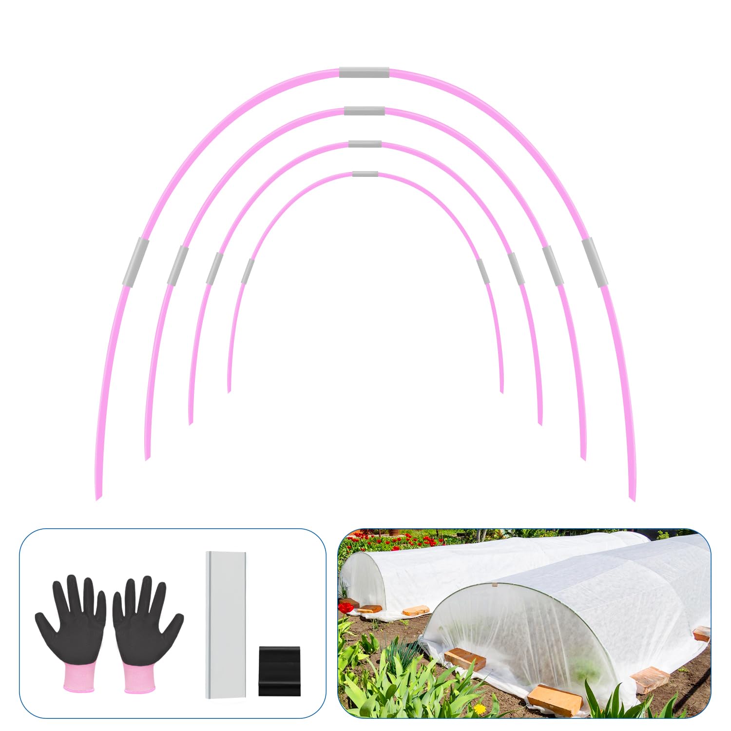 Garden Hoops 60pcs, Sunwuk Greenhouse Hoops for 1-3.5ft Wide Raised Bed ...