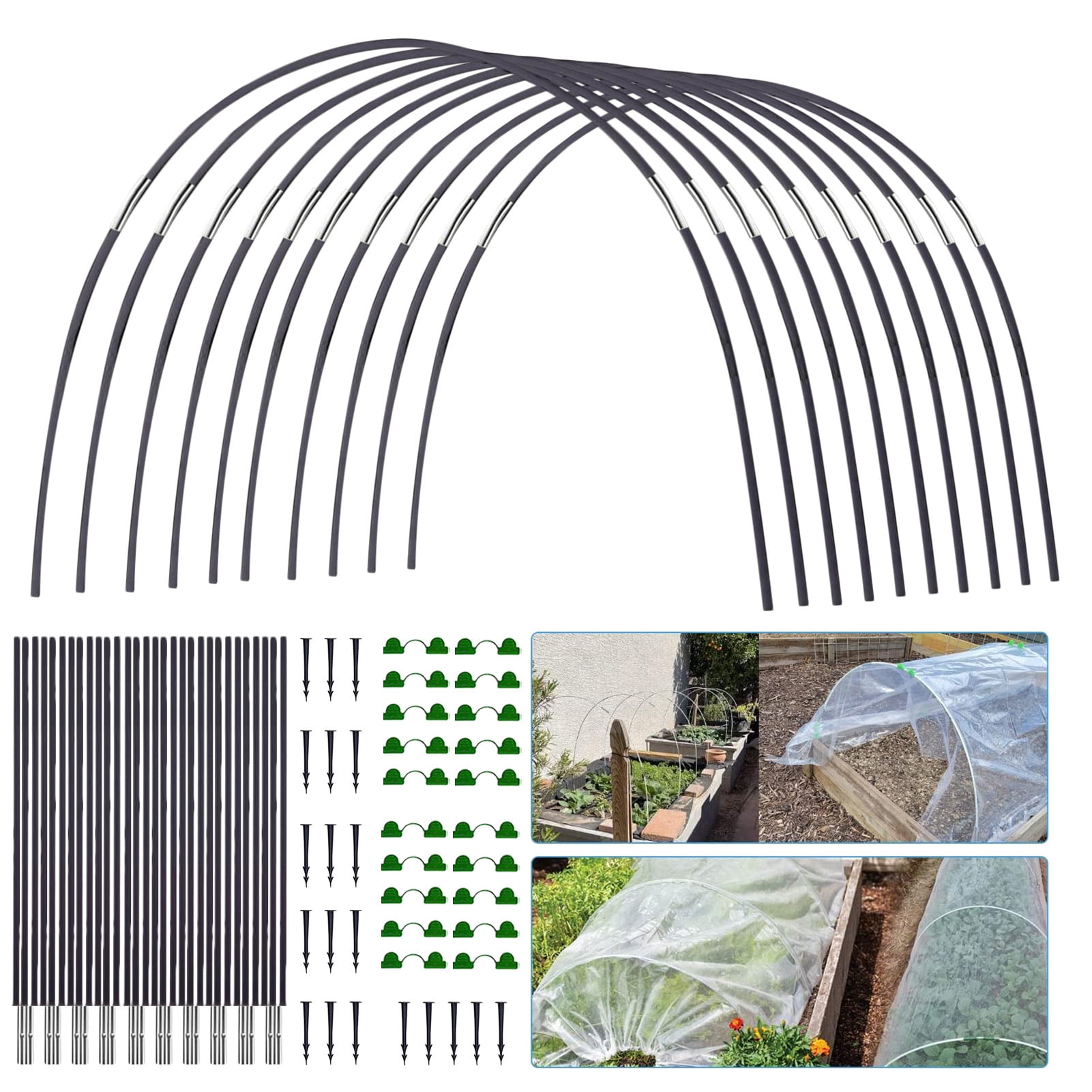 Ziermo Garden Hoops Kit, 6 Sets Plant Support Frames, Greenhouse ...
