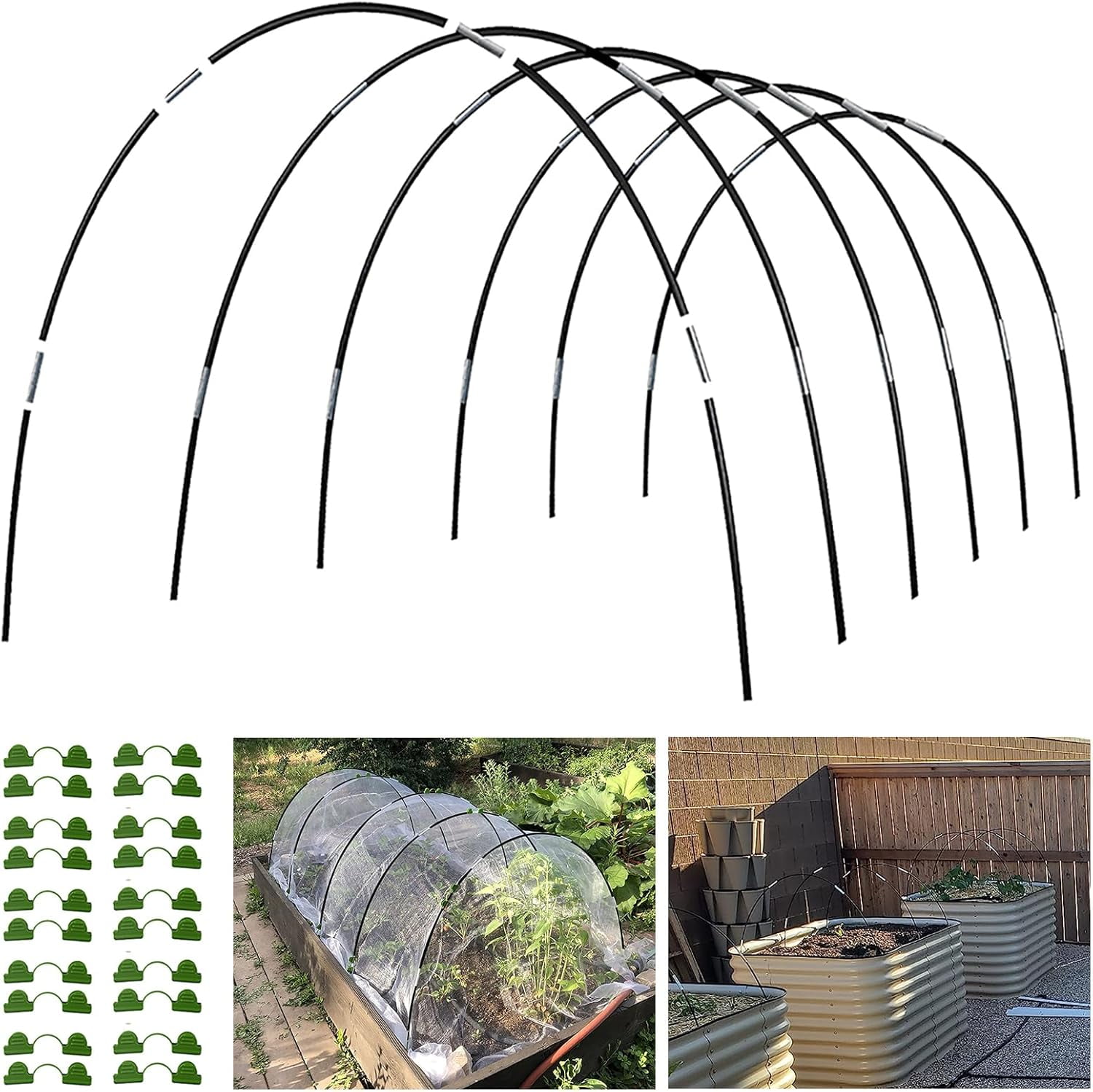 Garden Hoops Grow Tunnel, 12 Sets of 7FT Greenhouse Hoops for Raised ...
