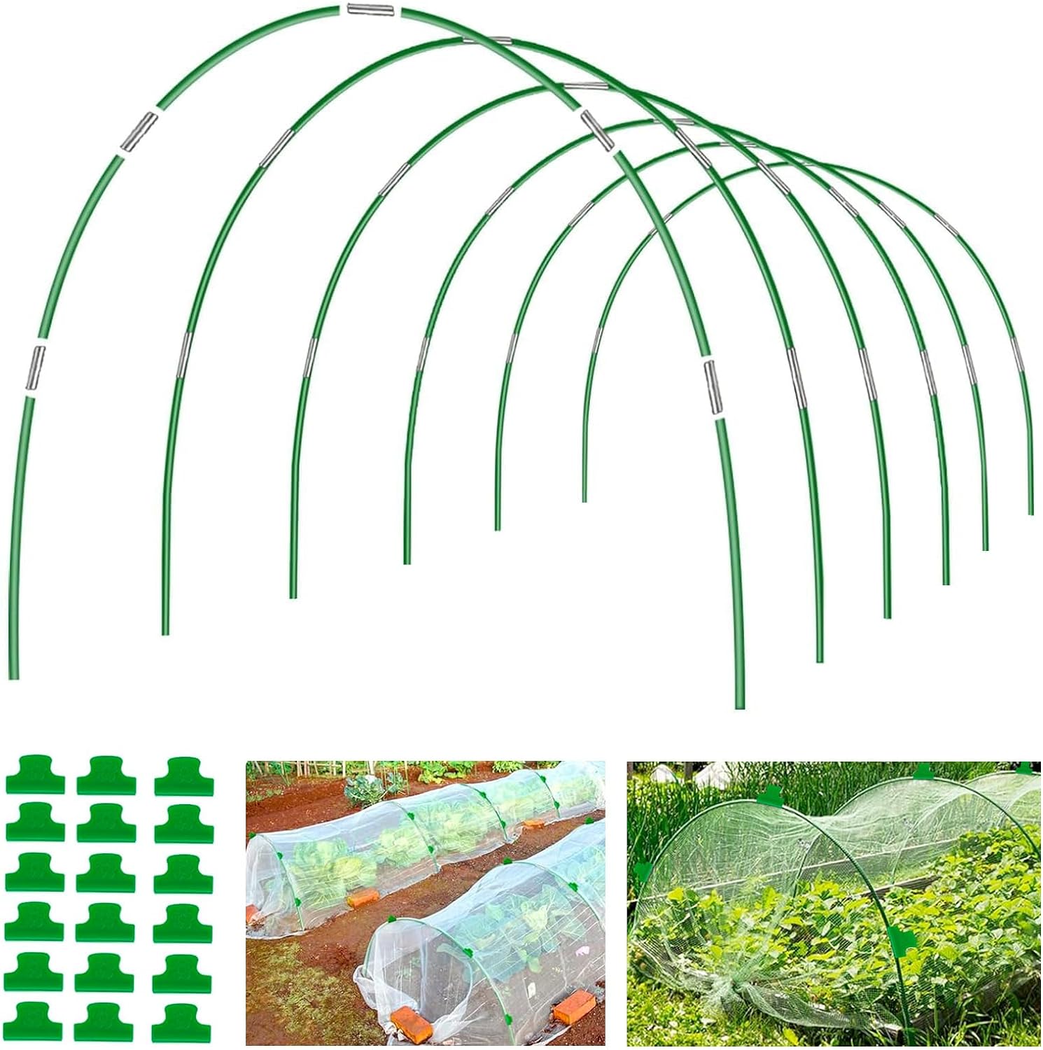 Garden Hoops for Raised Beds, 36pcs Greenhouse Hoops, Rust-Free Coated Fiberglass 8ft Garden ...