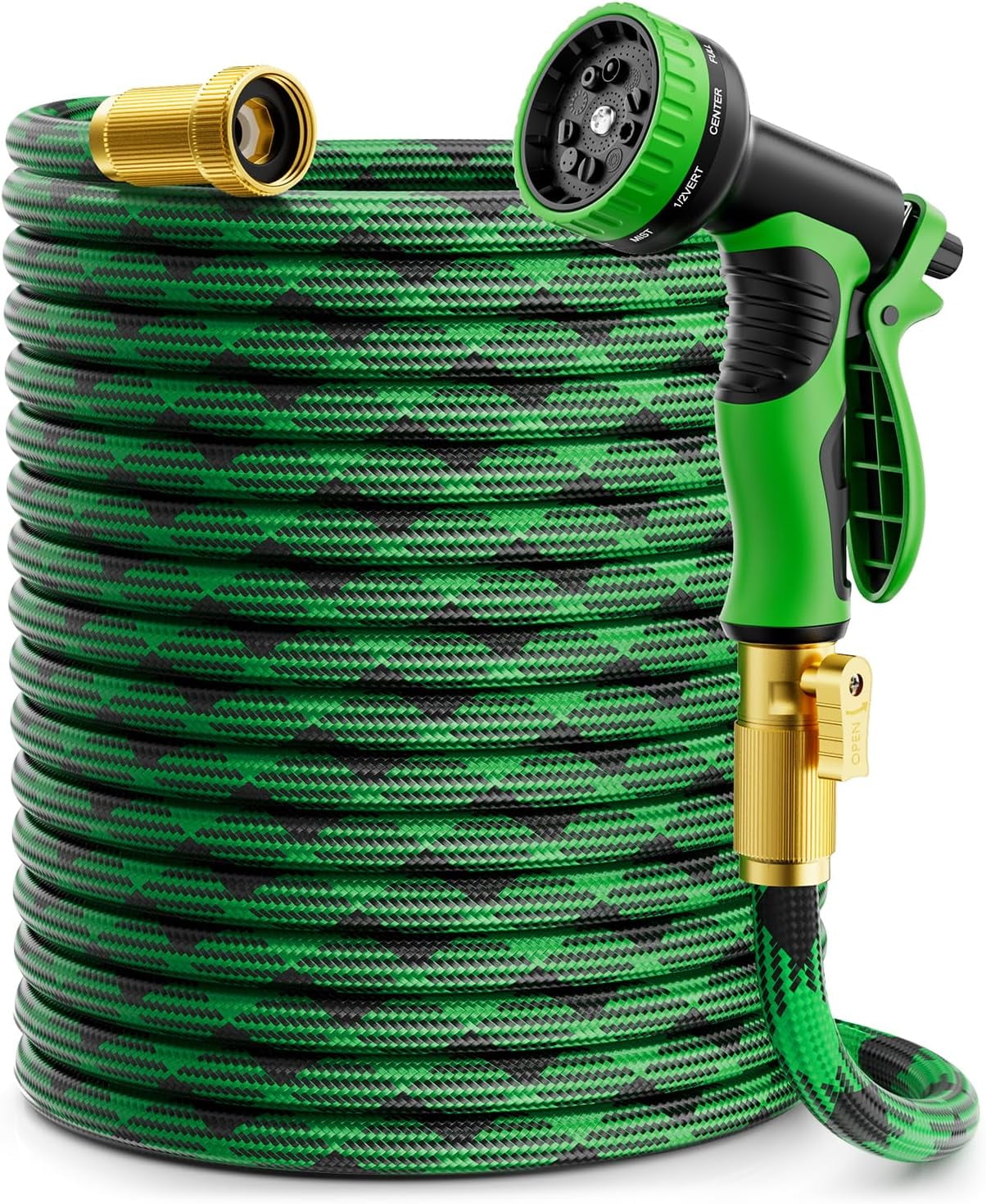 Garden Hose 100 ft, Non-Expandable Water Hose with 10 Function Nozzles ...
