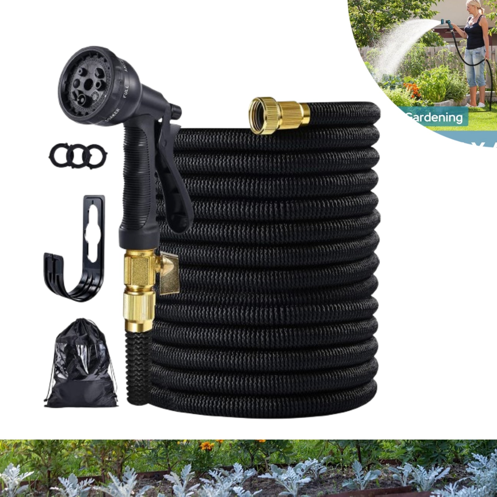 Garden Hose 100FT - 25 Foot Long Water Hose with Abrasion-Resistant ...