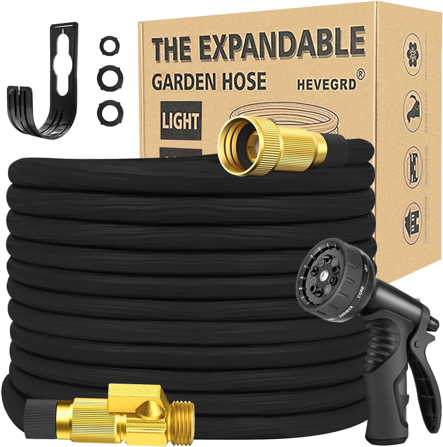 Garden Hose 100ft, Expandable Garden Hose with Innovative Nano Rubber ...