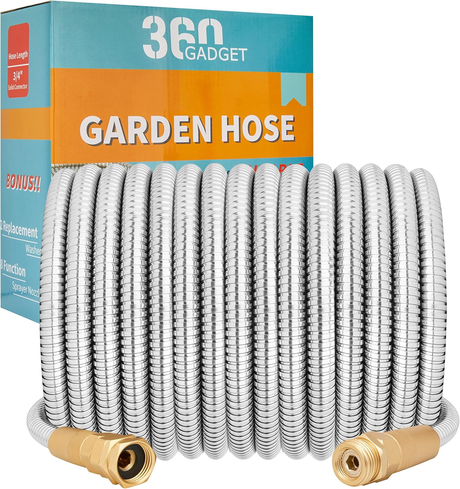 Garden Hose - 100ft Stainless Water Hose with 8 Function Sprayer ...