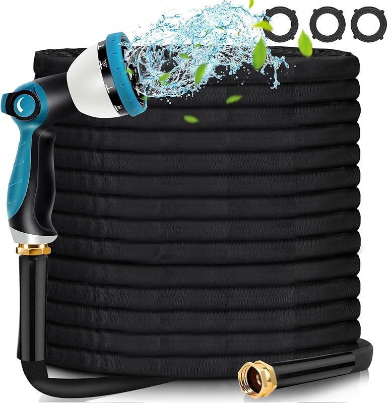 Garden Hose 100ft - Water Hose 100ft with 10 Function Hose Nozzle ...