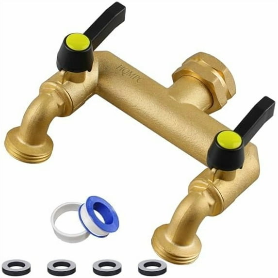 Garden Hose 2 Way Valve Brass Splitter with Solid Brass Handle Hose ...
