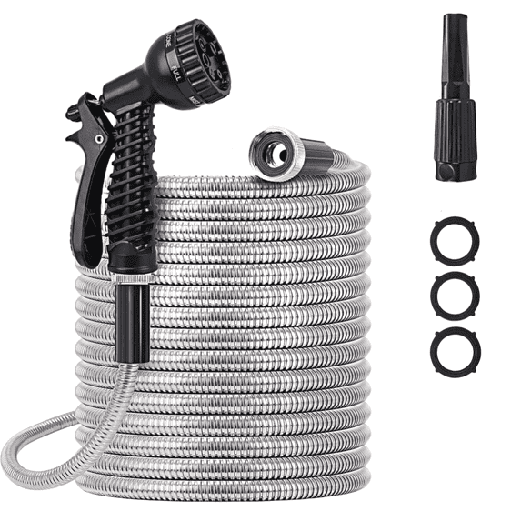 Silensys Garden Hose 25 FT, 304 Stainless Steel, Lightweight Heavy Duty ...