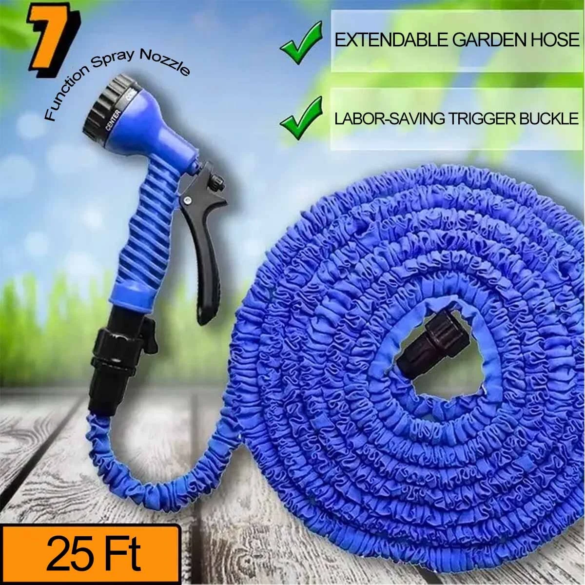 Garden Hose 25Ft Extra Strength Fabric Flexible Expanding Hose With ...