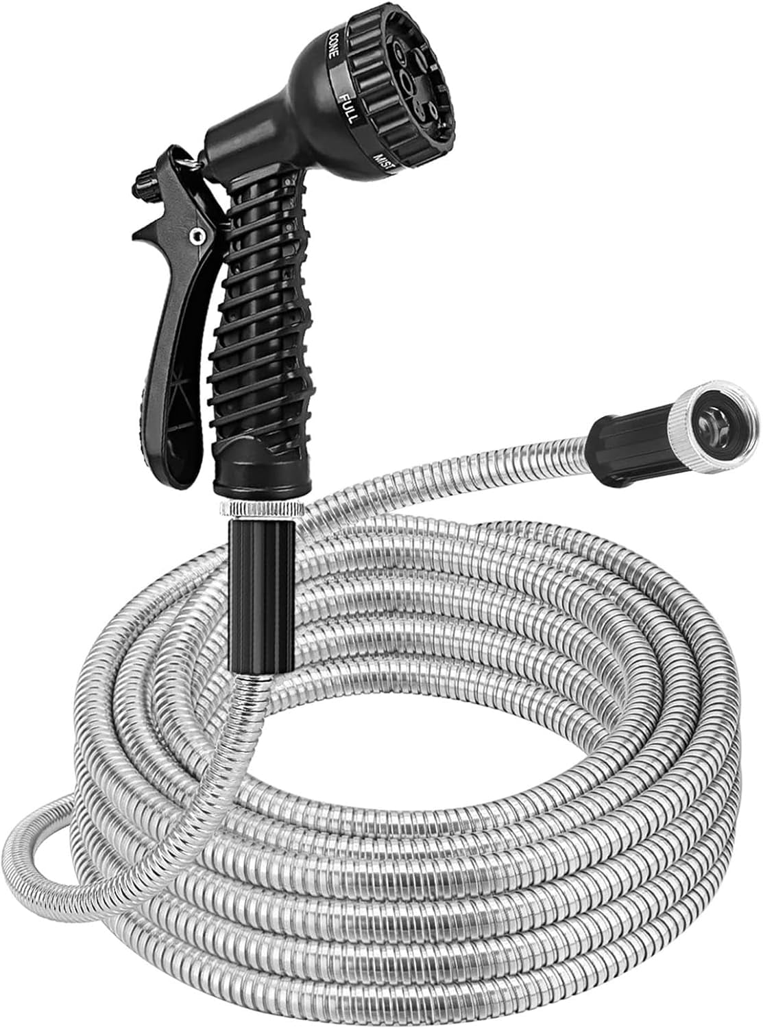 Garden Hose 25ft, Stainless Steel Water Hose with 10 Function Spray ...