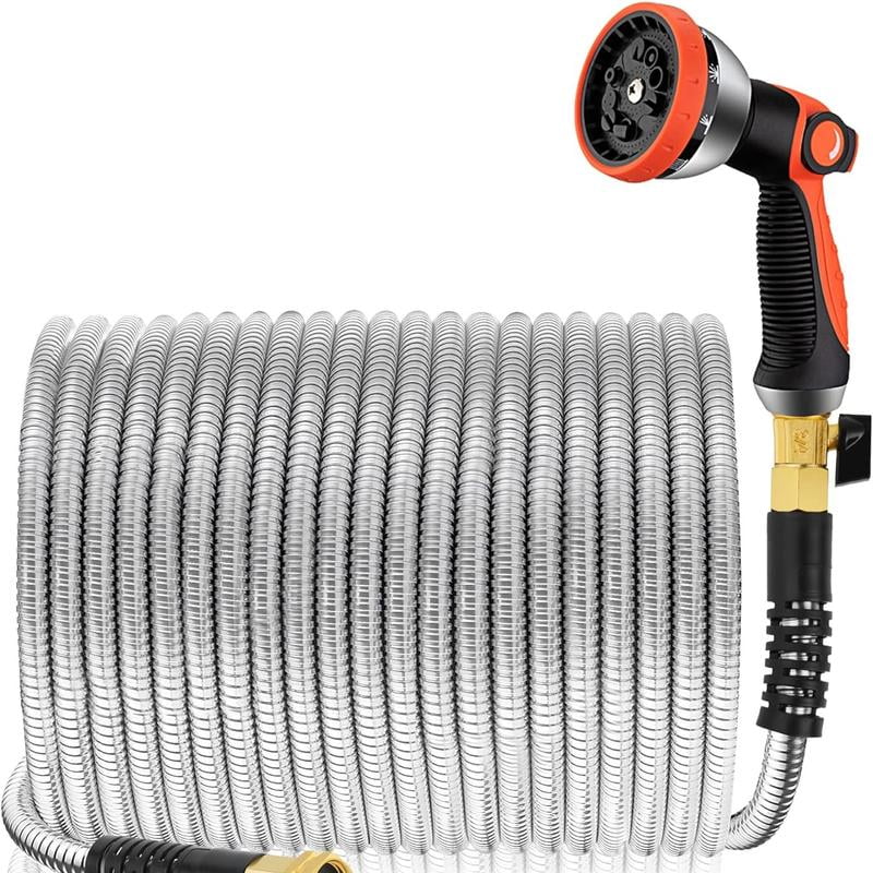 Garden Hose 50 ft Metal - Stainless Steel Water Hose Flexible Metal ...