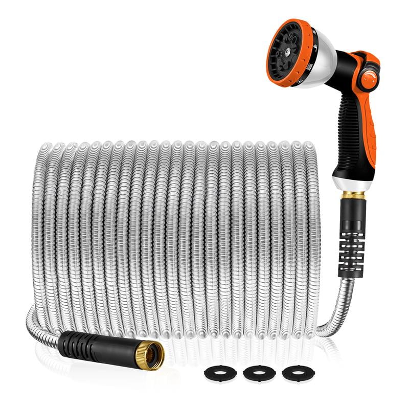 Garden Hose 50 ft Metal - Stainless Steel Water Hose Flexible Metal ...