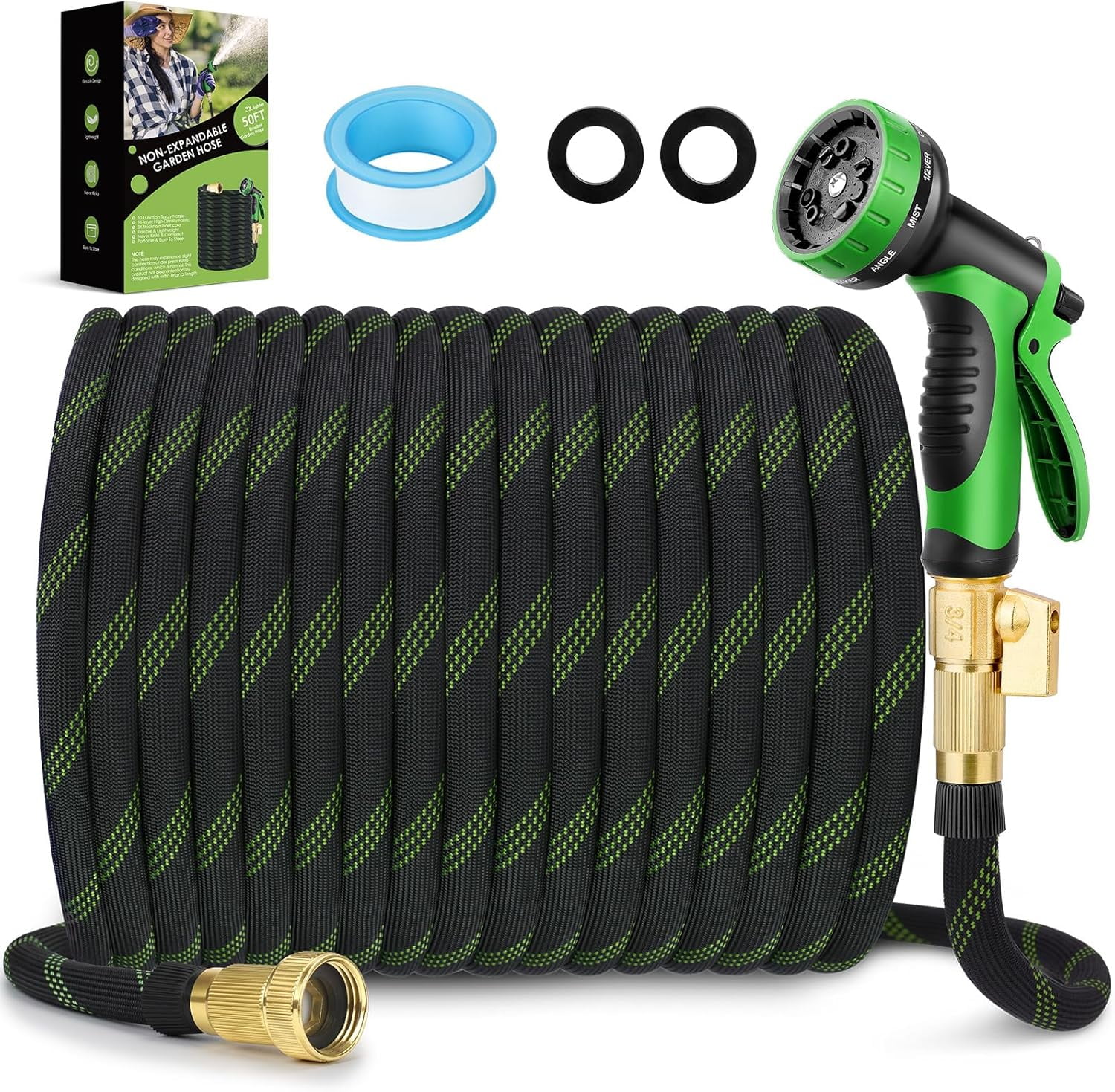 Garden Hose 50 ft, NON-EXPANDABLE Ultra Lightweight & Super Flexible ...
