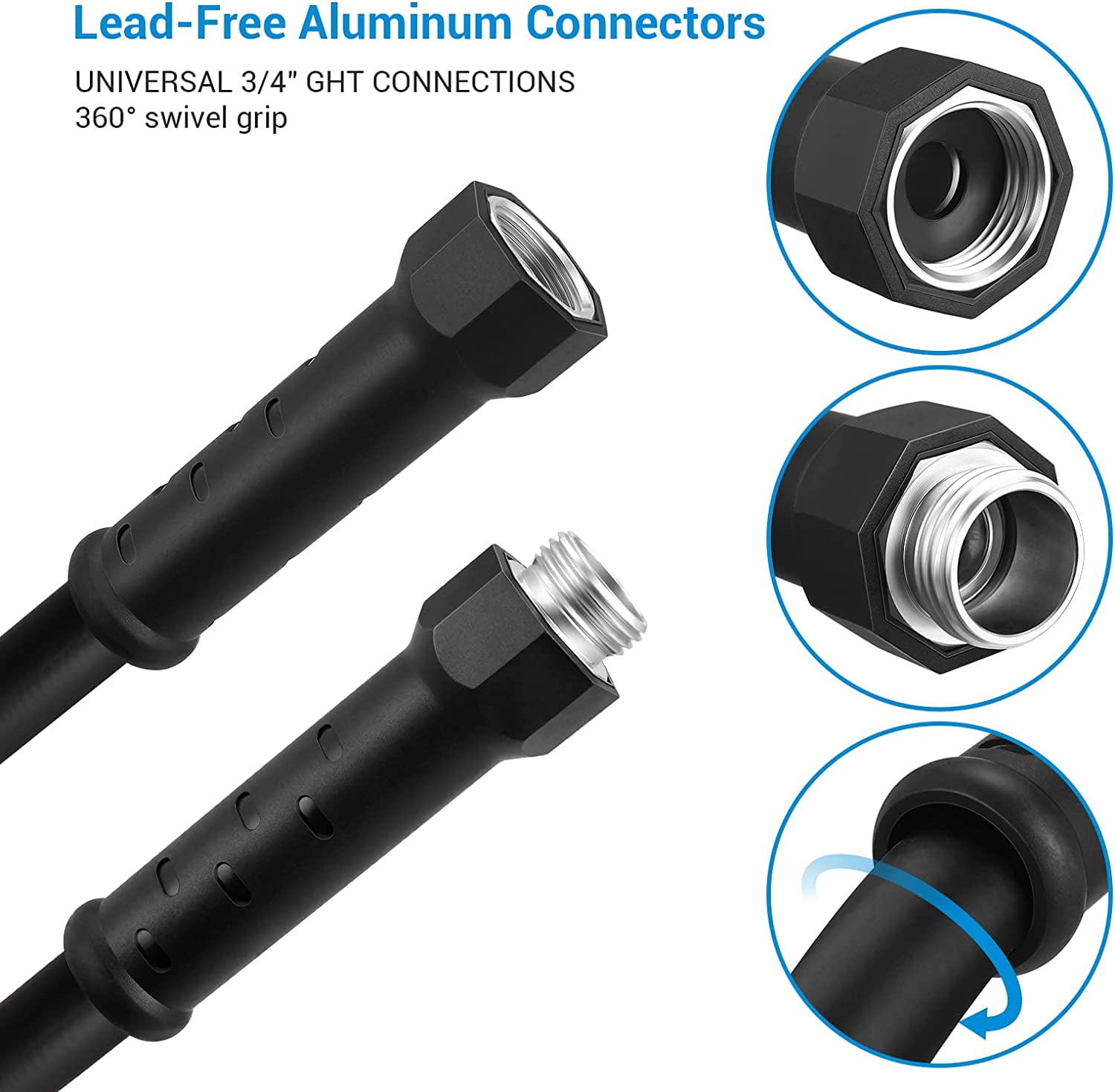 Garden Hose 50 ft x 5/8", Water Hose with Swivel Handle, Heavy Duty ...