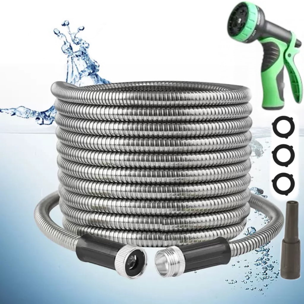 Garden Hose 50FT, Water Hose with 10 Function Nozzle, Garden Hose Metal ...