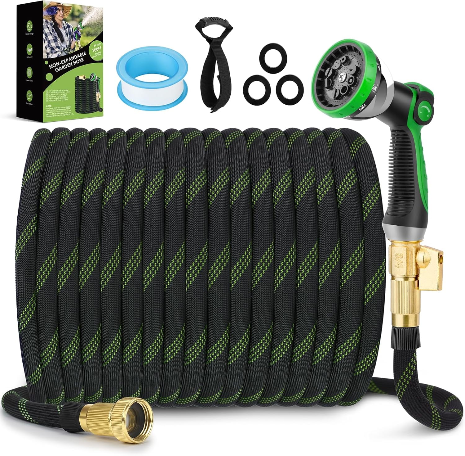 Garden Hose 75 ft, NON-EXPANDABLE Ultra Lightweight & Flexible Water ...