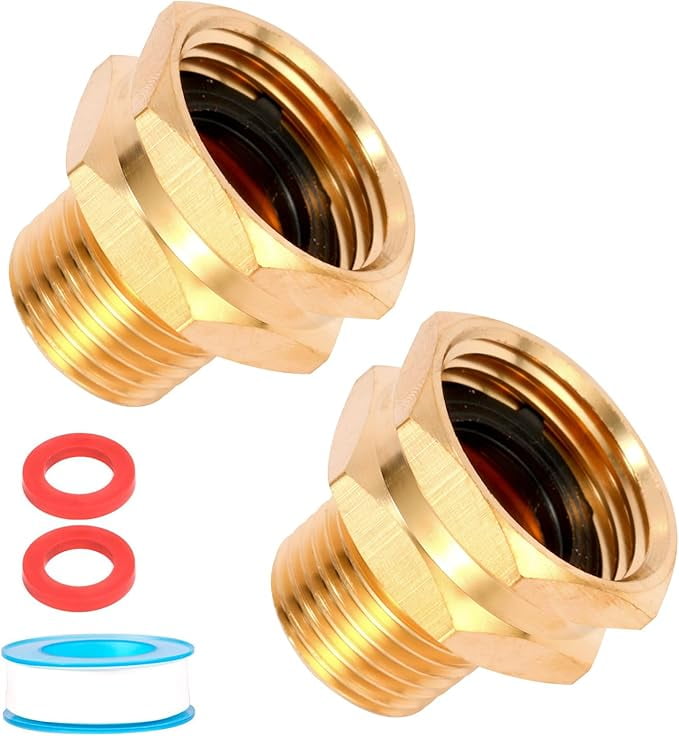 Garden Hose Adapter,3/4" GHT Female to 1/2" NPT Male Connector, Brass ...