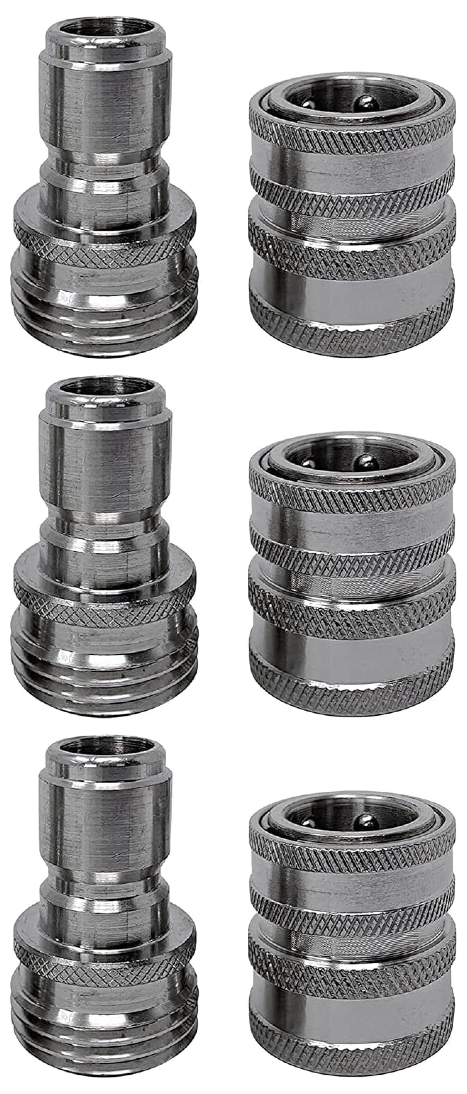 Garden Hose Adapter 6 Piece 3/4” Quick Connect Fittings Kit, Stainless ...