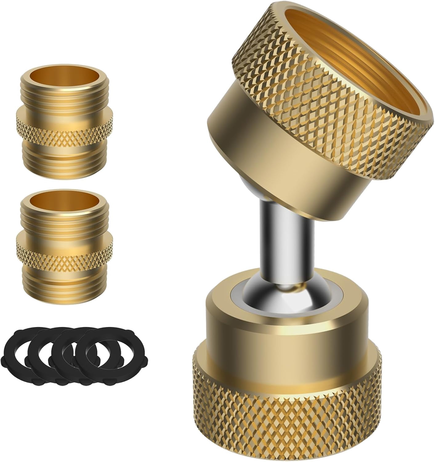 Garden Hose Adapter, Swivel Brass Garden Hose Protector Connector with ...