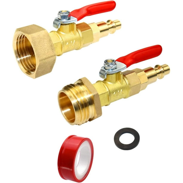 Garden Hose Blowout Adapter with Ball Valve 1/4 inch Male & 3/4''Female ...