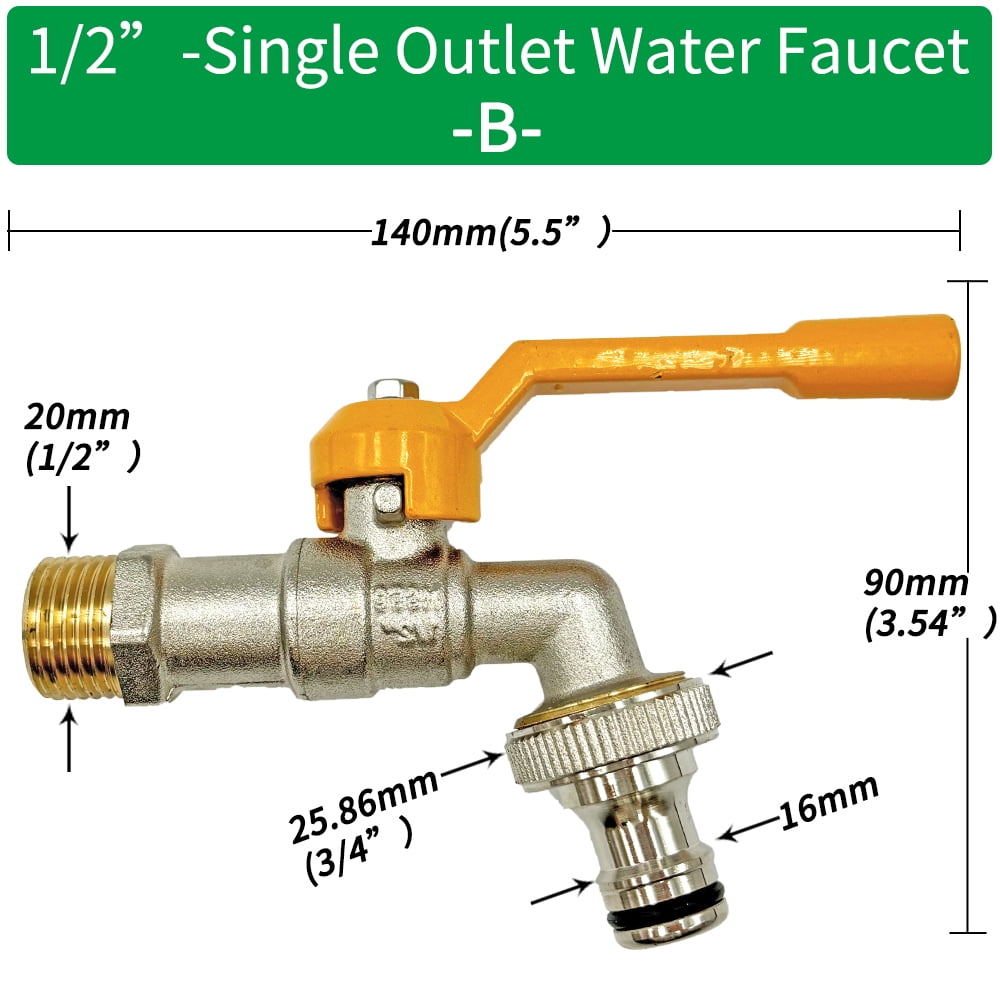 Garden Hose Brass Tap Faucet Adapter 1/2'' IBC Water Tank Connector 2 ...