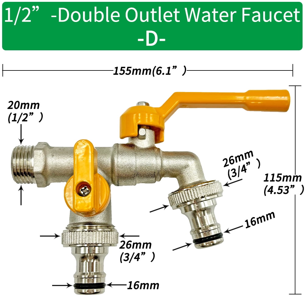 Garden Hose Brass Tap Faucet Adapter 1/2'' IBC Water Tank Connector 2 ...