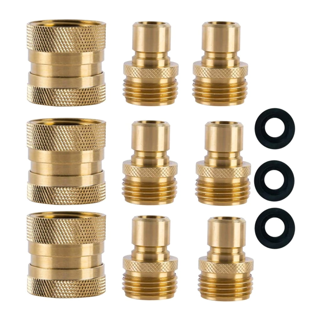 Garden Hose Connector Male Female Solid Brass Quick Connectors Fittings ...