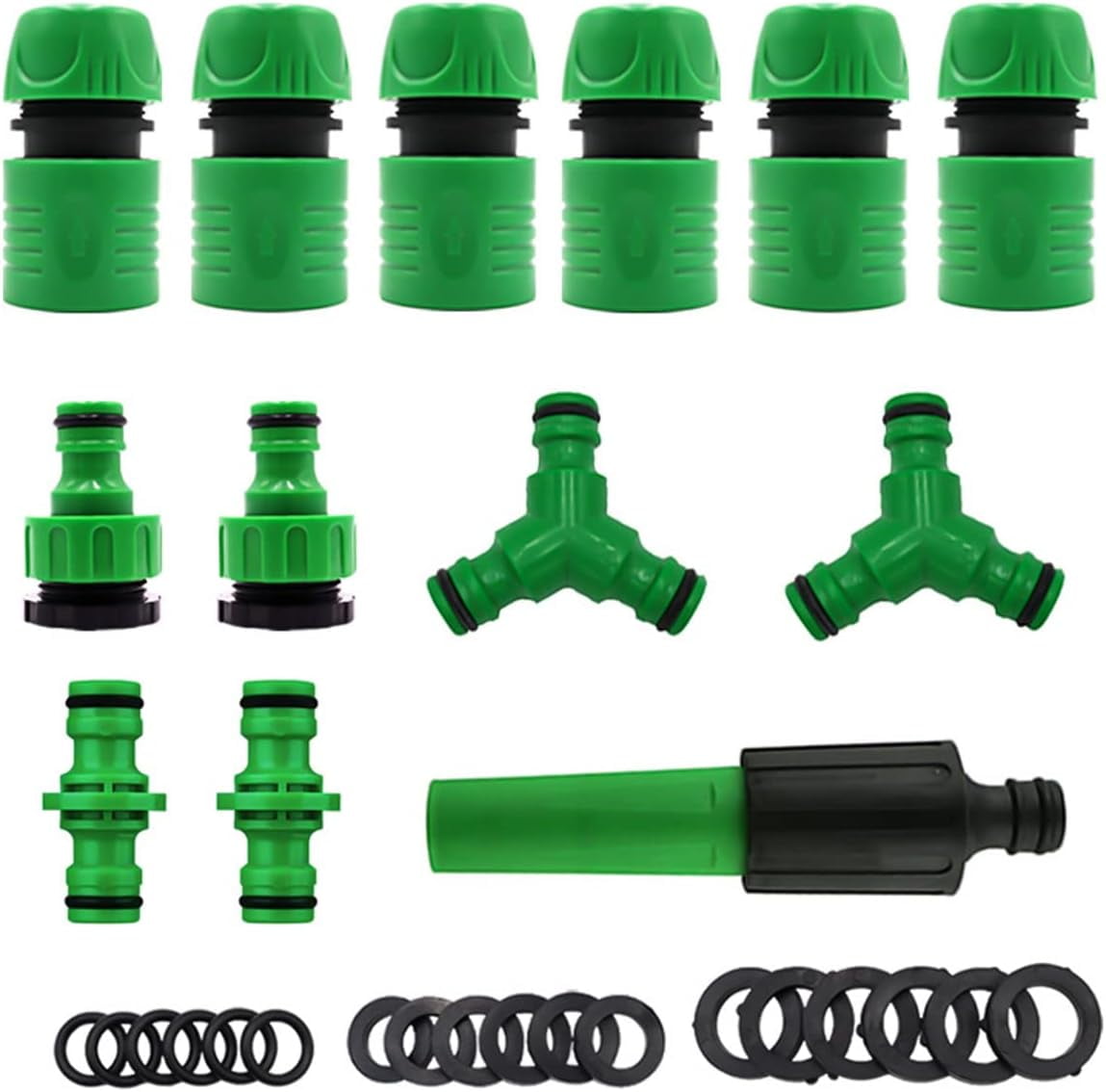 Garden Hose Connector Set - Includes 2 Double Plug Connectors, 6 Quick ...