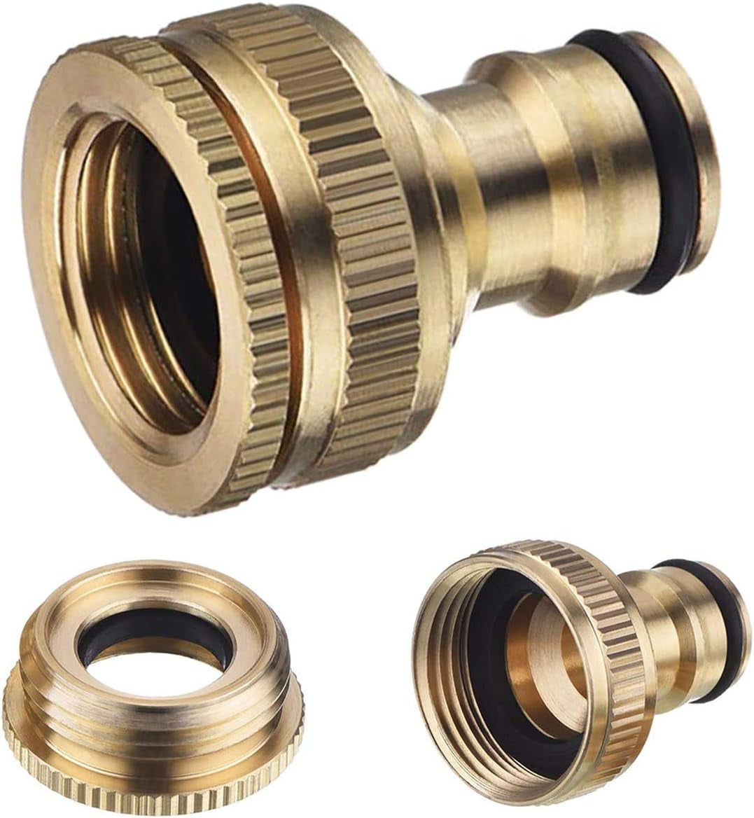 Garden Hose Connectors, Solid Brass Quick Connector For 1/2" & 3/4" GHT ...