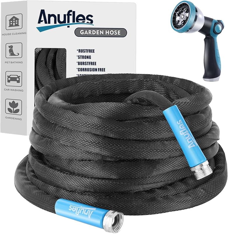 Garden Hose - Flexible Water Hose with 10 Spray Nozzle, Lightweight ...