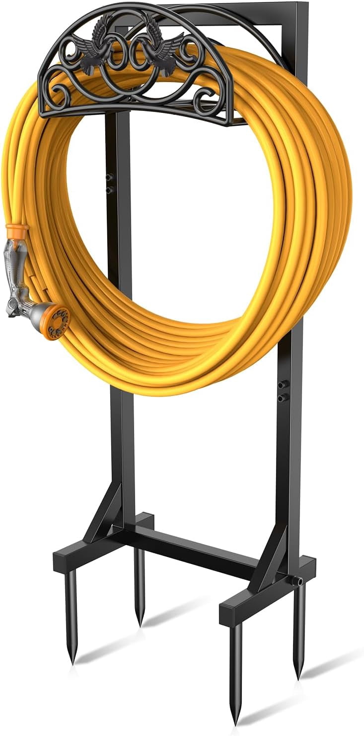 Garden Hose Holder with 4 Spikes, Water Hose Holders for Outside, 150ft ...
