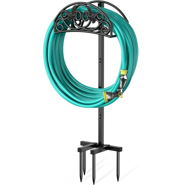 Freestanding Metal Garden Hose Holder Heavy Duty Water Hose Rack And