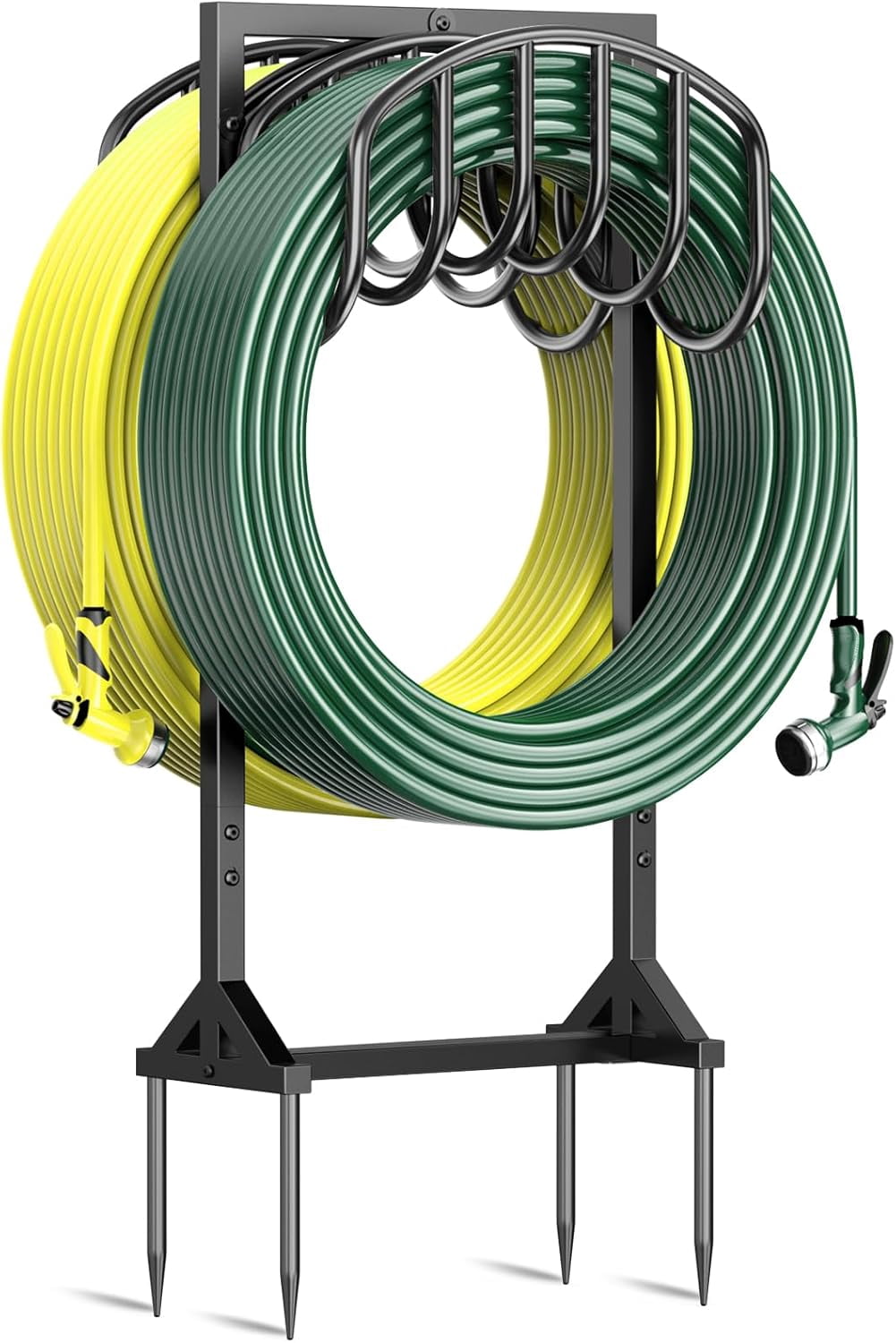 Garden Hose Holder Holds 2 x 151FT Hoses, Heavy-Duty Metal Freestanding ...