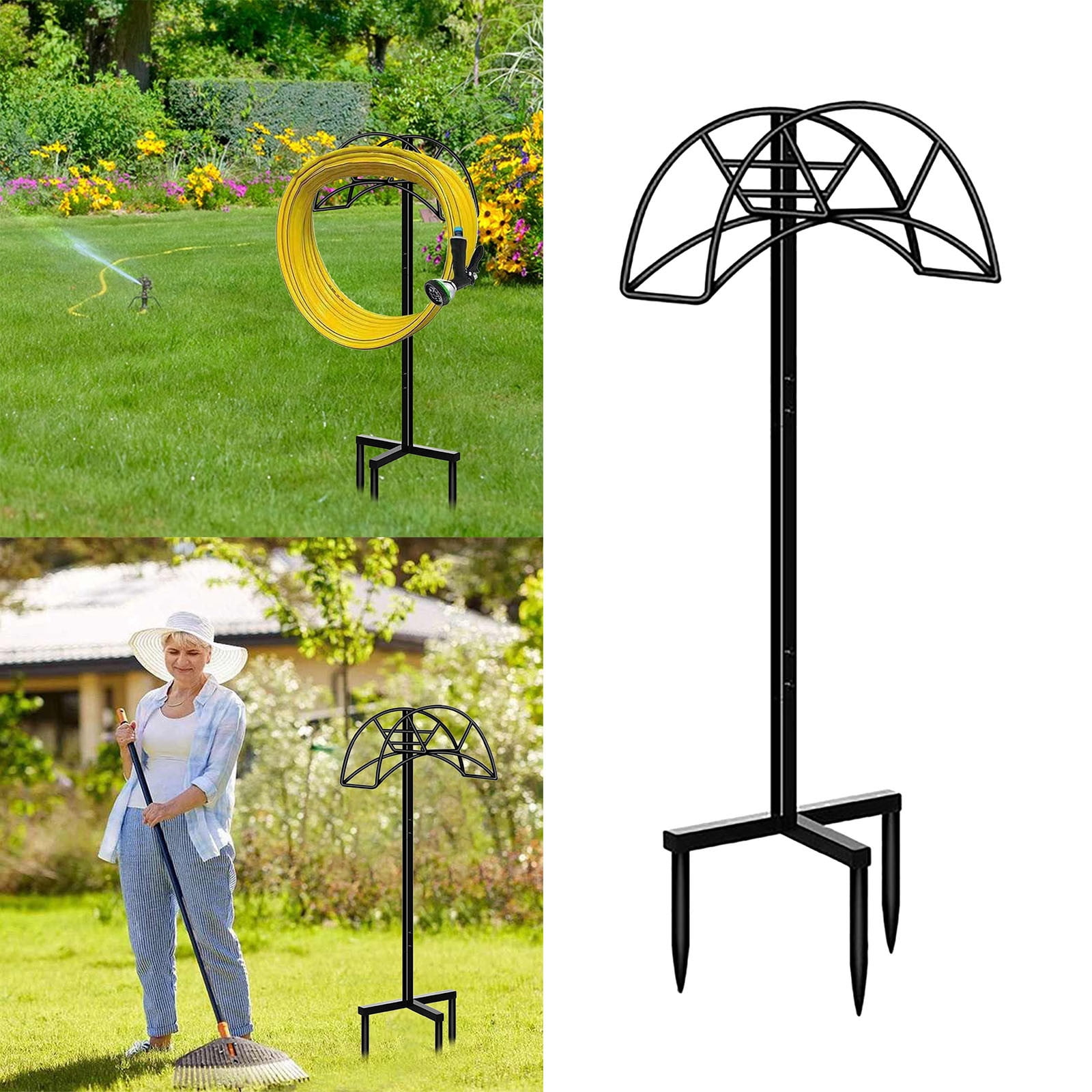 Garden Hose Holder Standing Hose Pipe Stand Detachable Metal Water Hose ...