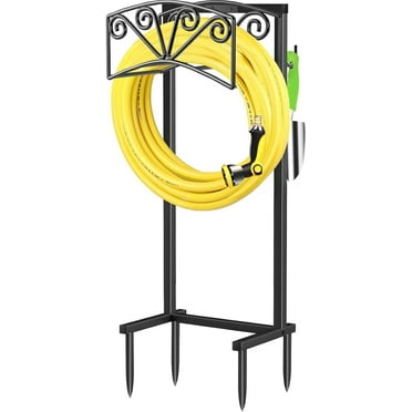 Younik Garden Hose Holder with 4 Spikes 2 Tool Hooks Heavy Duty Metal ...