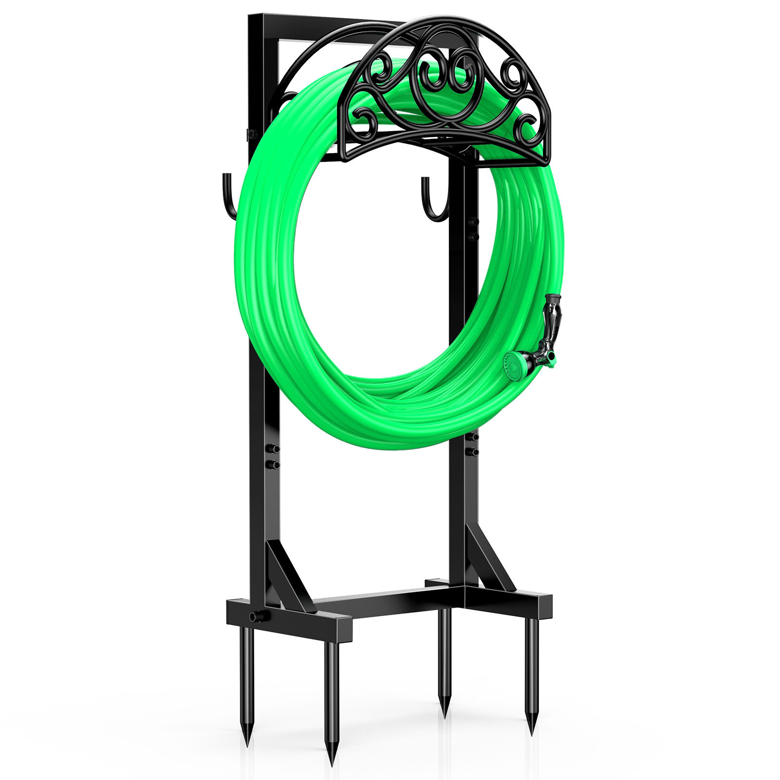 Outdoor Organizer: Heavy Duty Metal Garden Hose Holder with 4 Spikes ...