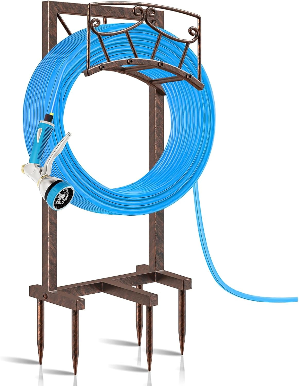 Garden Hose Holder, Water Hose Reel Rack with 5 Spikes Heavy Duty ...