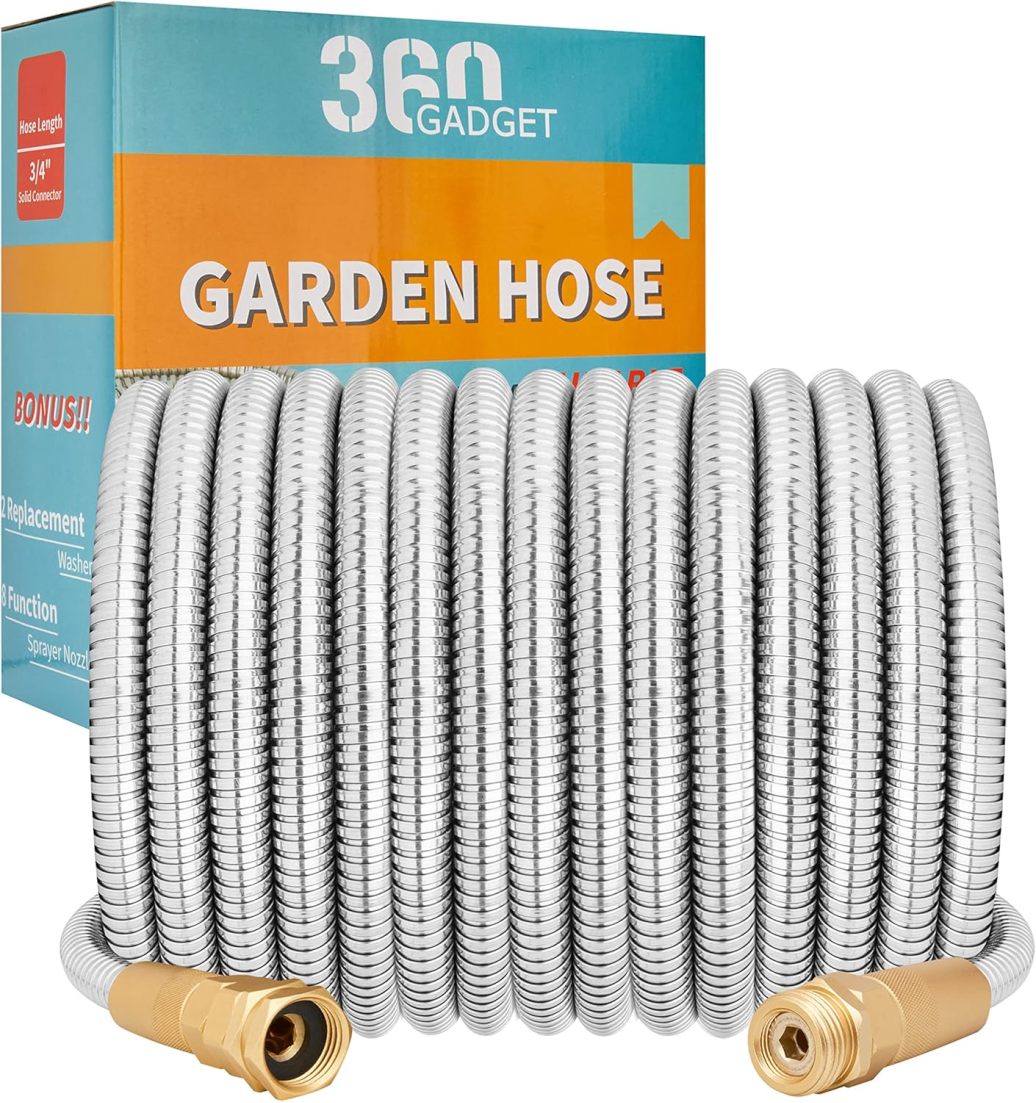 Garden Hose Metal - 25ft Heavy Duty Stainless Steel Water Hose with 8 ...